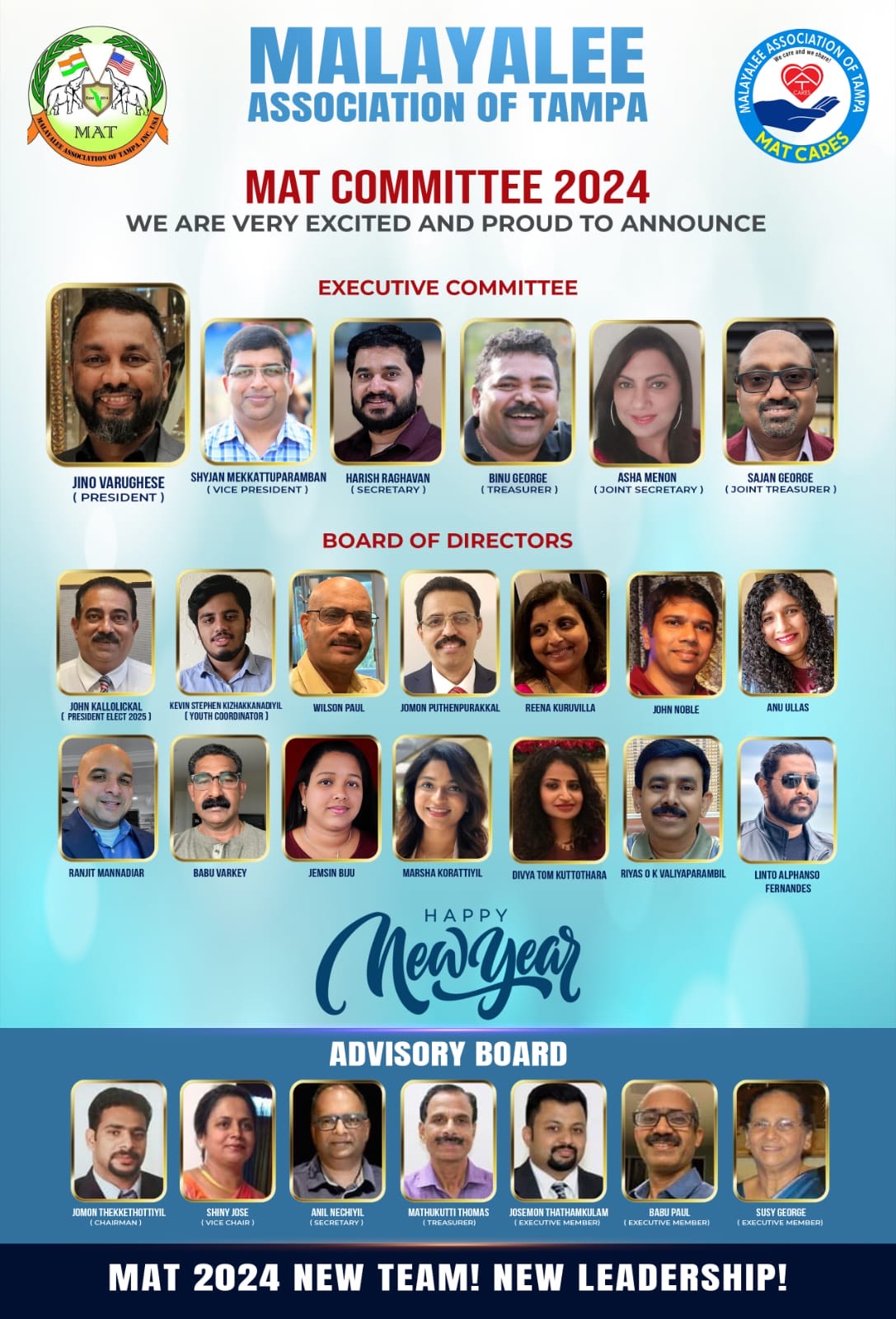 പത്താം വാർഷിക നിറവിൽ മലയാളീ അസോസിയേഷൻ ഓഫ് ടാമ്പാ ക്ക് നവനേതൃത്വം ...